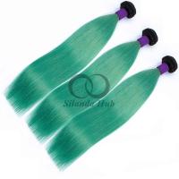 China Remy Human Hair Bundles Straight #T1B Green Brazilian Weave 10-28 Inch 3 Bundles Per Set for sale
