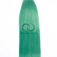 China Remy Human Hair Bundles Straight #T1B Green Brazilian Weave 10-28 Inch 3 Bundles Per Set for sale