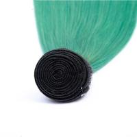 China Remy Human Hair Bundles Straight #T1B Green Brazilian Weave 10-28 Inch 3 Bundles Per Set for sale