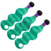 China T1B Green Body Wave Remy Human Hair Bundles Sew In Weave 10 to 28 Inch Brazilian Bundle Deals for sale