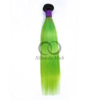 China T1B Green Straight Remy Human Hair Bundles Sew In Weave Brazilian Bundle Deals 10-28 Inch for sale