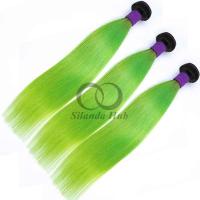 China T1B Green Straight Remy Human Hair Bundles Sew In Weave Brazilian Bundle Deals 10-28 Inch for sale