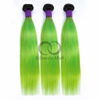 China T1B Green Straight Remy Human Hair Bundles Sew In Weave Brazilian Bundle Deals 10-28 Inch for sale