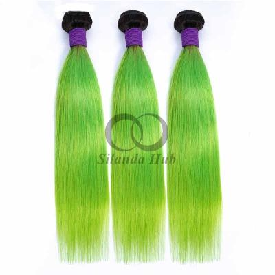 China T1B Green Straight Remy Human Hair Bundles Sew In Weave Brazilian Bundle Deals 10-28 Inch for sale