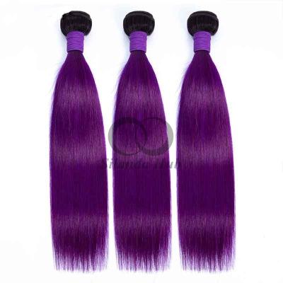 China Straight Remy Human Hair Bundles Sew In Weave Brazilian #T1B Purple 10-28 Inch 3 Bundles for sale