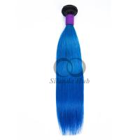China Remy Human Hair Bundles Straight #T1B Blue Brazilian Weave 10-28 Inch 3 Bundles for sale