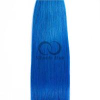 China Remy Human Hair Bundles Straight #T1B Blue Brazilian Weave 10-28 Inch 3 Bundles for sale