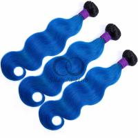 China Remy Human Hair Body Wave Bundles 10-28 Inch #T1B Blue Brazilian Sew In Weave for sale