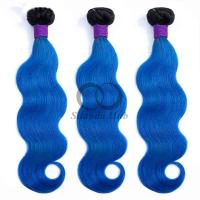 China Remy Human Hair Body Wave Bundles 10-28 Inch #T1B Blue Brazilian Sew In Weave for sale