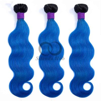 China Remy Human Hair Body Wave Bundles 10-28 Inch #T1B Blue Brazilian Sew In Weave for sale