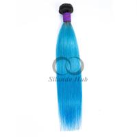 China T1B Blue Straight Remy Human Hair Bundles Sew In Weave Brazilian 10-28 Inch 3 Bundles for sale