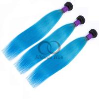 China T1B Blue Straight Remy Human Hair Bundles Sew In Weave Brazilian 10-28 Inch 3 Bundles for sale