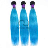 China T1B Blue Straight Remy Human Hair Bundles Sew In Weave Brazilian 10-28 Inch 3 Bundles for sale