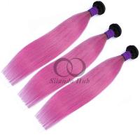 China T1B Pink Straight Remy Human Hair Bundles Sew In Weave Brazilian 3 Bundles 10-28 Inch for sale
