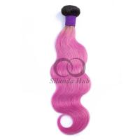 China T1B Pink Body Wave Remy Human Hair Bundles 10-28 Inch Brazilian Sew In Weave 3 Bundles for sale