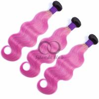 China T1B Pink Body Wave Remy Human Hair Bundles 10-28 Inch Brazilian Sew In Weave 3 Bundles for sale