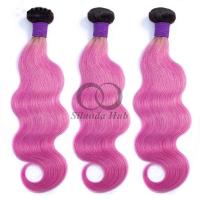 China T1B Pink Body Wave Remy Human Hair Bundles 10-28 Inch Brazilian Sew In Weave 3 Bundles for sale