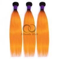 China T1B Orange Straight Remy Human Hair Bundles Sew In Weave Brazilian 3 Bundles 10-28 Inch for sale