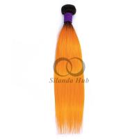 China T1B Orange Straight Remy Human Hair Bundles Sew In Weave Brazilian 3 Bundles 10-28 Inch for sale