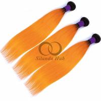 China T1B Orange Straight Remy Human Hair Bundles Sew In Weave Brazilian 3 Bundles 10-28 Inch for sale