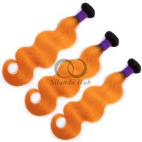 China T1B Orange Body Wave Remy Human Hair Bundles Brazilian Sew In Weave 10 to 28 Inch for sale