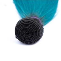 China T1B Blue Straight Remy Human Hair Bundles 3 Bundles Per Set 10-28 Inch Brazilian Weave for sale