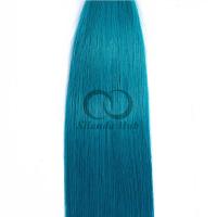China T1B Blue Straight Remy Human Hair Bundles 3 Bundles Per Set 10-28 Inch Brazilian Weave for sale