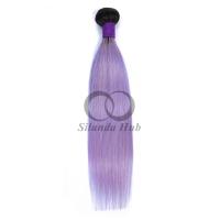 China Brazilian Remy Human Hair Bundles Straight #T1B Purple 10-28 Inch Double Wefted Sew In for sale