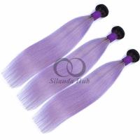 China Brazilian Remy Human Hair Bundles Straight #T1B Purple 10-28 Inch Double Wefted Sew In for sale