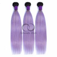 China Brazilian Remy Human Hair Bundles Straight #T1B Purple 10-28 Inch Double Wefted Sew In for sale