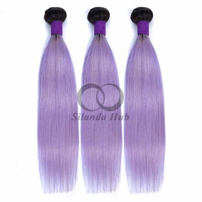 China Brazilian Remy Human Hair Bundles Straight #T1B Purple 10-28 Inch Double Wefted Sew In for sale