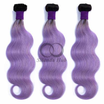 China T1B Purple Body Wave Remy Human Hair Bundles 10-28 Inch Brazilian Sew In Weave 3 Bundles for sale