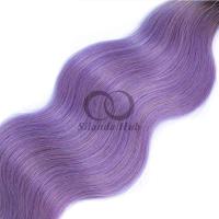 China T1B Purple Body Wave Remy Human Hair Bundles 10-28 Inch Brazilian Sew In Weave 3 Bundles for sale
