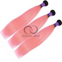 China Straight Remy Human Hair Bundles #T1B Pink Brazilian Weave 10-28 Inch 3 Bundles for sale