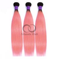 China Straight Remy Human Hair Bundles #T1B Pink Brazilian Weave 10-28 Inch 3 Bundles for sale