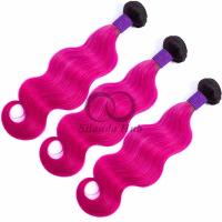 China Straight Remy Human Hair Bundles #T1B/Pink Brazilian Weave 10-28 Inch 3 Bundles for sale