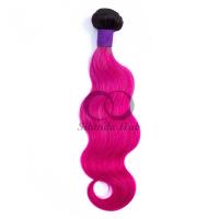 China Straight Remy Human Hair Bundles #T1B/Pink Brazilian Weave 10-28 Inch 3 Bundles for sale