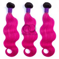 China Straight Remy Human Hair Bundles #T1B/Pink Brazilian Weave 10-28 Inch 3 Bundles for sale