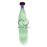 China Straight Remy Human Hair Bundles #T1B Green Brazilian Weave 10-28 Inch 3 Bundles for sale