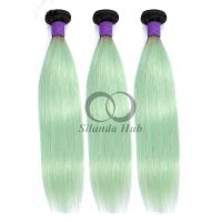 China Straight Remy Human Hair Bundles #T1B Green Brazilian Weave 10-28 Inch 3 Bundles for sale