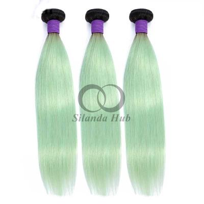 China Straight Remy Human Hair Bundles #T1B Green Brazilian Weave 10-28 Inch 3 Bundles for sale