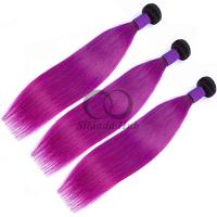 China T1B Purple Straight Remy Human Hair Bundles 3 Bundles Per Set 10 to 28 Inch Brazilian Weave for sale