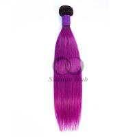 China T1B Purple Straight Remy Human Hair Bundles 3 Bundles Per Set 10 to 28 Inch Brazilian Weave for sale