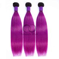 China T1B Purple Straight Remy Human Hair Bundles 3 Bundles Per Set 10 to 28 Inch Brazilian Weave for sale