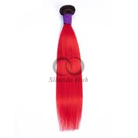 China T1B Red Straight Remy Human Hair Bundles Sew In Weave Brazilian Bundle Deals 10-28 Inch 3 Bundles for sale