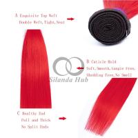 China T1B Red Straight Remy Human Hair Bundles Sew In Weave Brazilian Bundle Deals 10-28 Inch 3 Bundles for sale