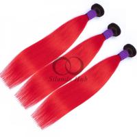 China T1B Red Straight Remy Human Hair Bundles Sew In Weave Brazilian Bundle Deals 10-28 Inch 3 Bundles for sale