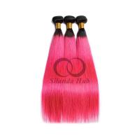 China Straight Remy Human Hair Bundles #T1B Pink Brazilian Weave 10-28 Inch 3 Bundles for sale