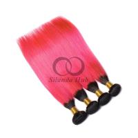 China Straight Remy Human Hair Bundles #T1B Pink Brazilian Weave 10-28 Inch 3 Bundles for sale