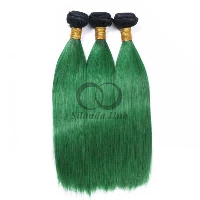 China Straight Remy Human Hair Bundles #T1B Green Brazilian Sew In Weave 10-28 Inch for sale